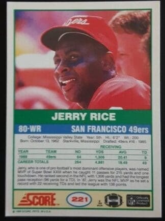 Jerry Rice Score 1989 All-Pro Card #292 San Francisco 49ers